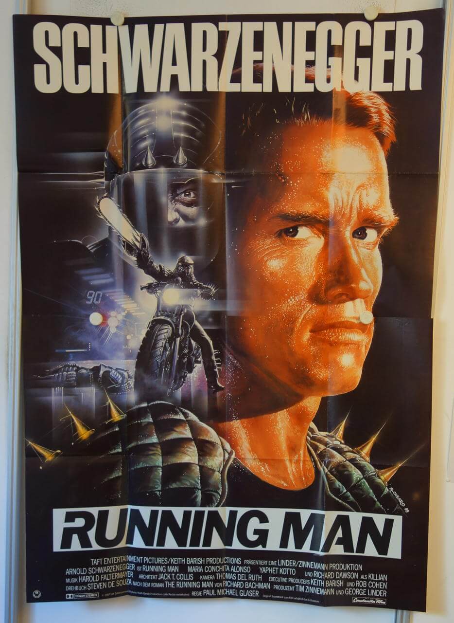 Running Man original release german four-panel movie poster